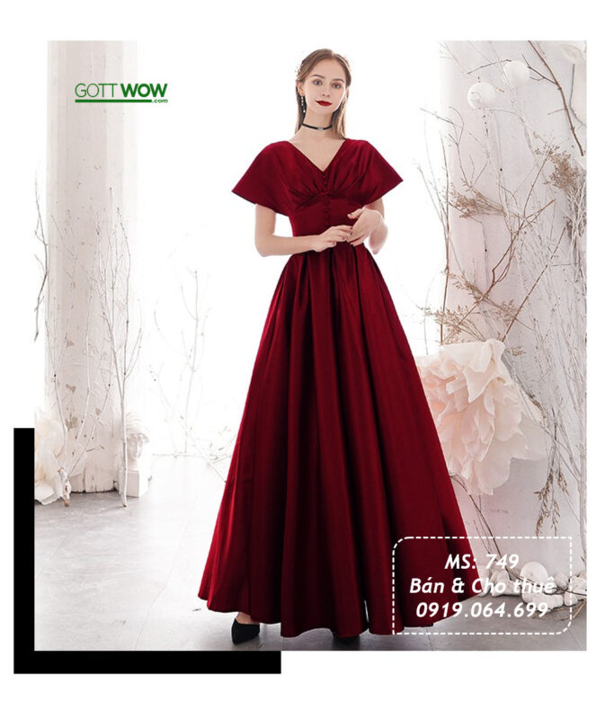 Đầm dạ hội đỏ đẹp sang đơn giản (sẵn eo 60-73cm) - MS: D749 - Gottwow