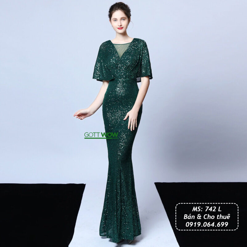 Đầm dạ hội xanh lá đẹp sang (sẵn eo 68-89cm) - MS: 742L - Gottwow